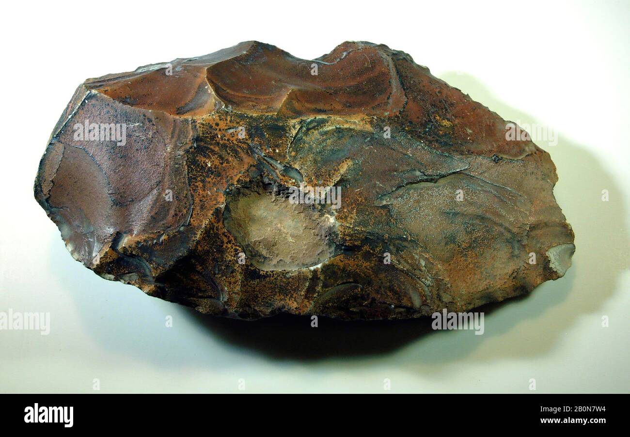 Biface, commonly referred to as a hand ax, Lower Paleolithic Period ...
