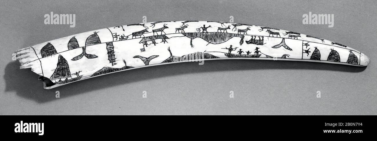 Engraved Ivory Tusk, Inuit, 1880–90, United States, Alaska, Inuit ...