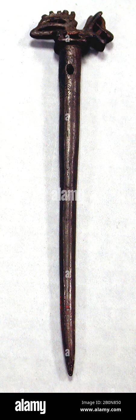 Pin with Animal, Moche, 2nd–7th century, Peru, Moche, Copper (cast ...