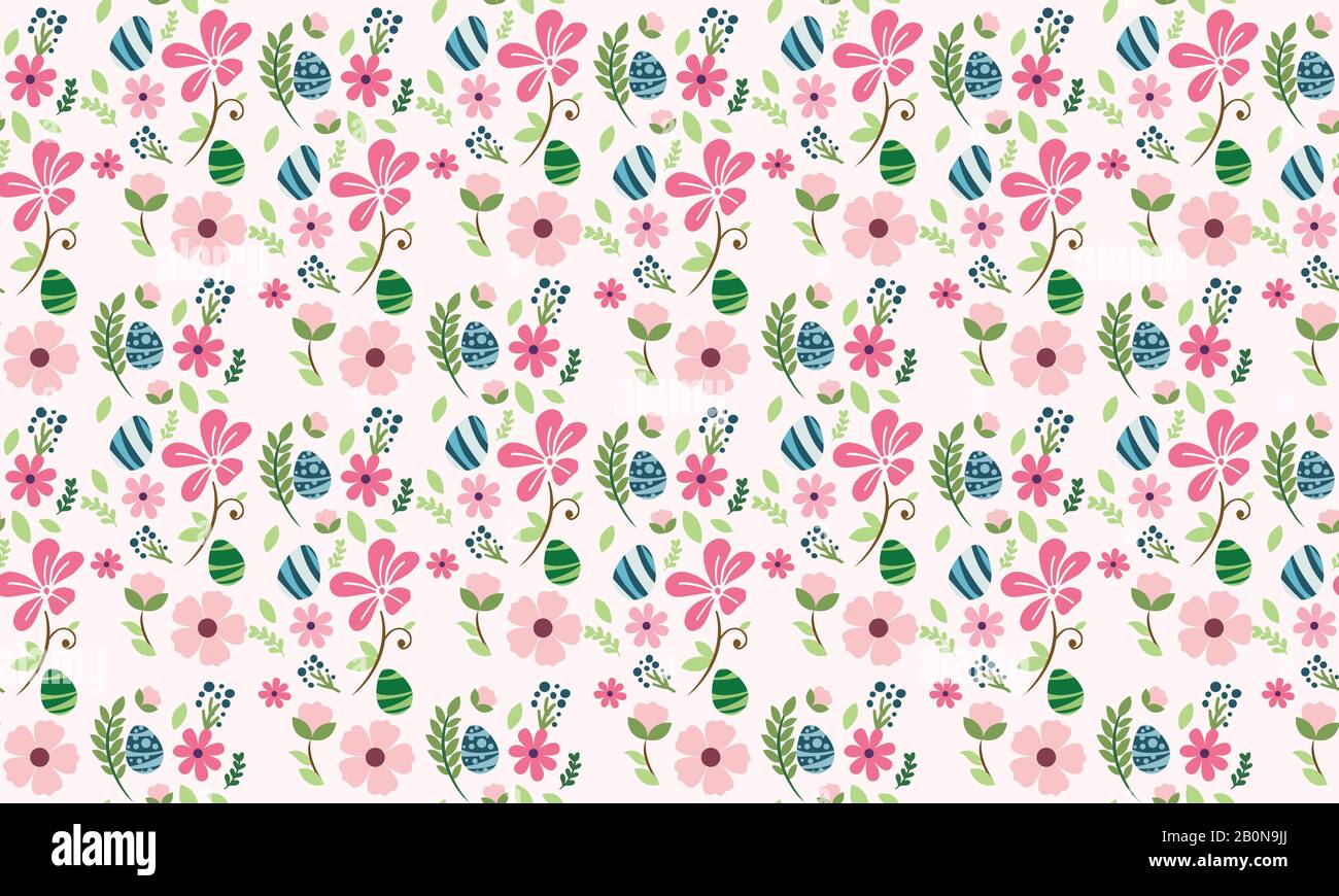 Modern Easter egg pattern background, with leaf and flower design Stock ...