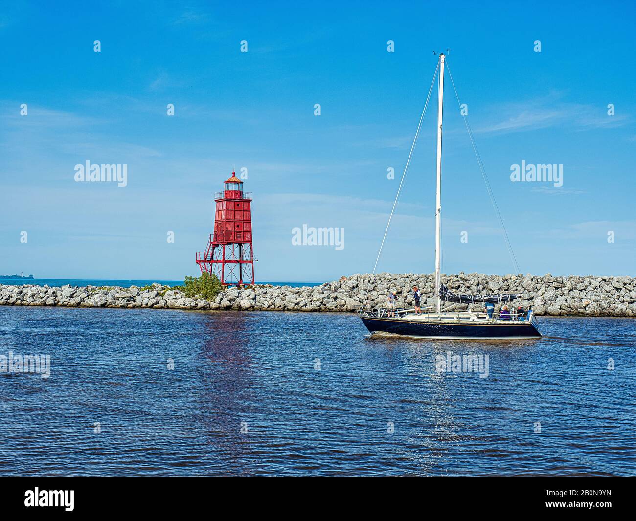 navigating into harbor in Racine Wisconsin Stock Photo - Alamy