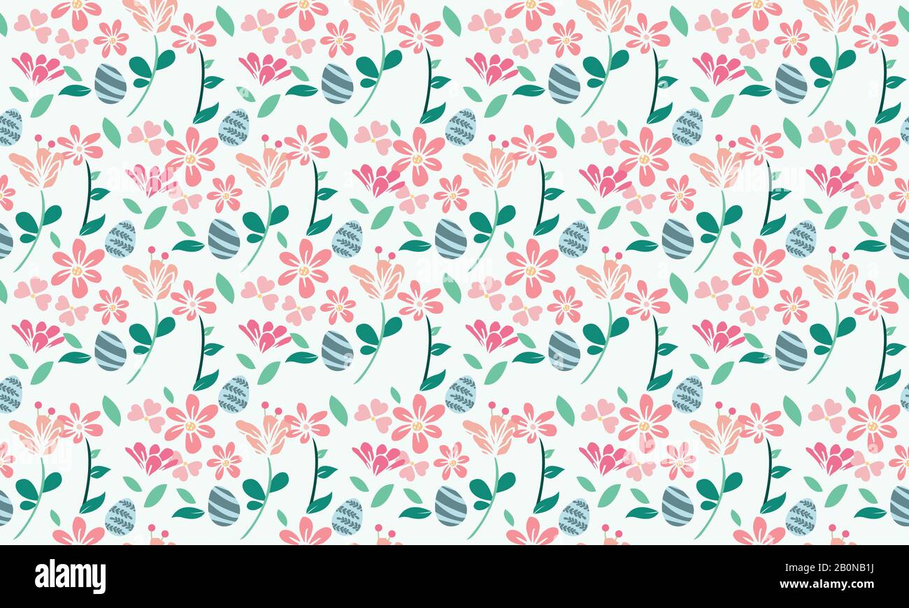 Modern Easter egg pattern background, with leaf and flower design Stock ...