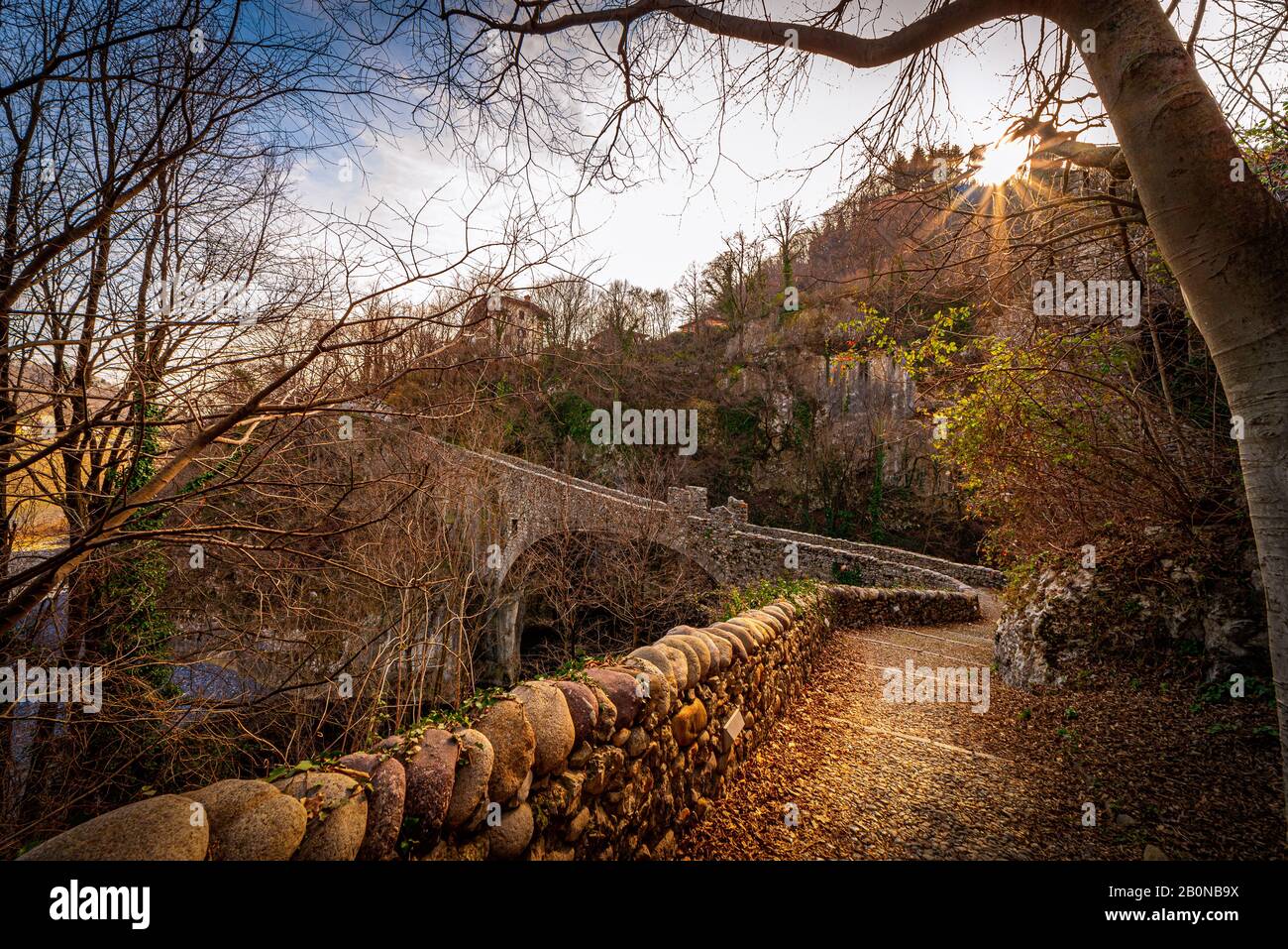 Attone bridge and ancient customs house of Clanezzo, Italian historical ...