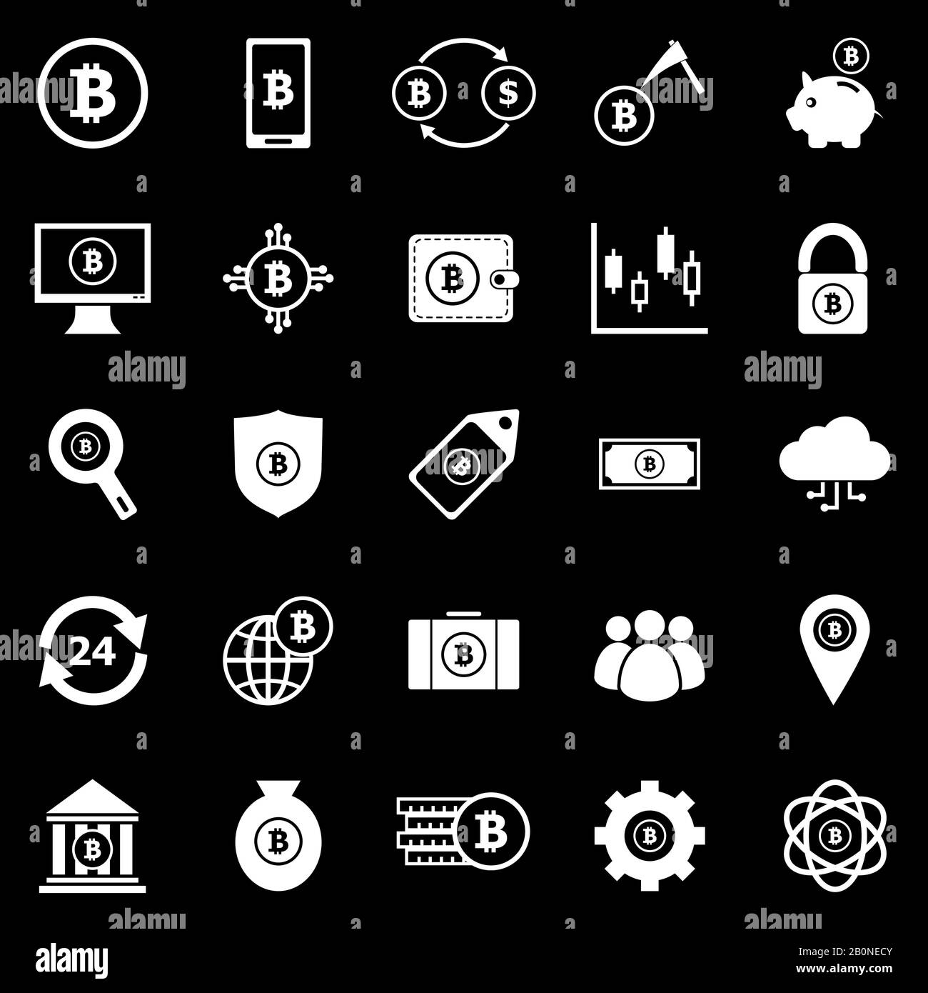 Bitcoin icons on black background, stock vector Stock Vector Image ...