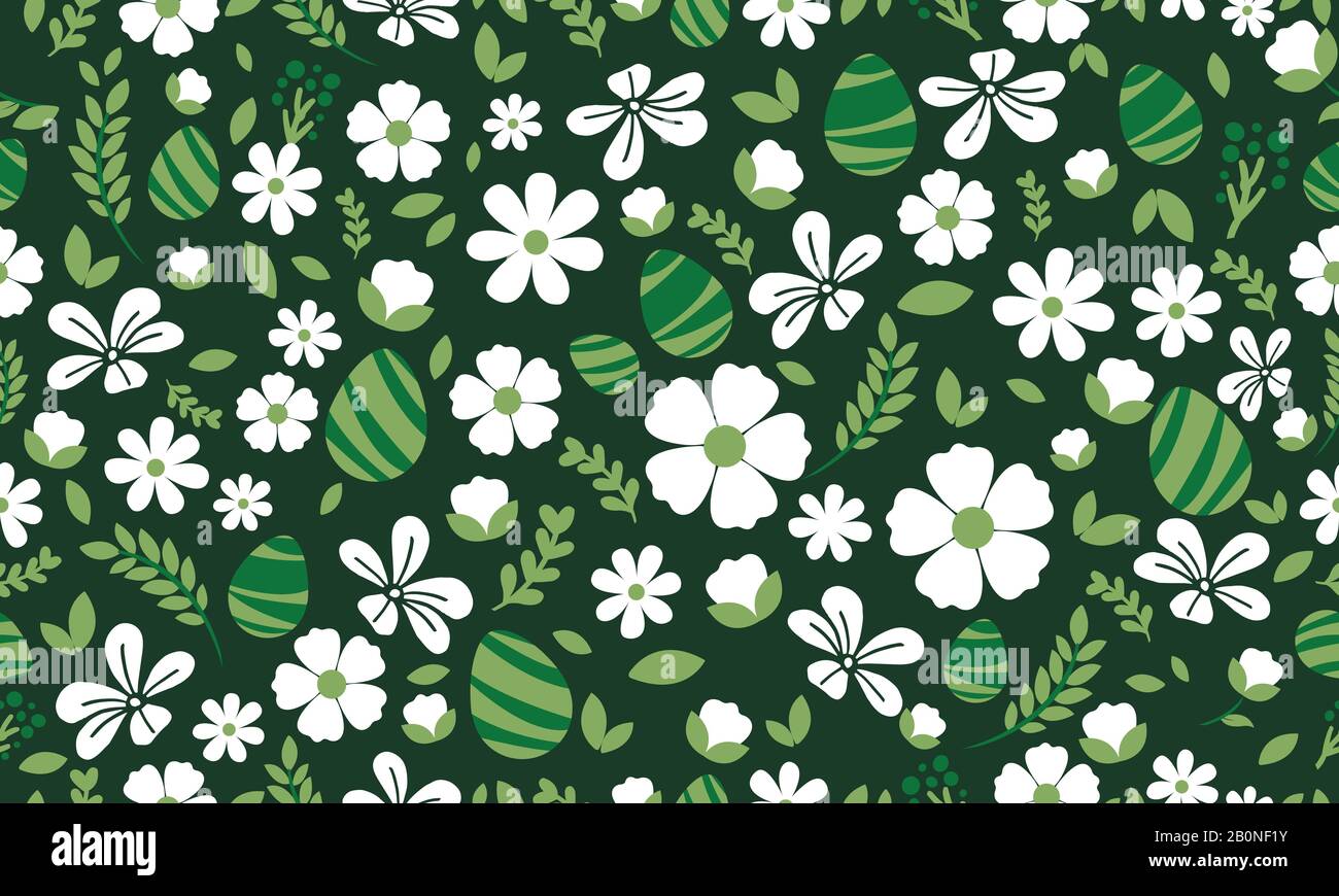 Easter pattern background, with simple leaf and flower drawing Stock Vector Image & Art - Alamy