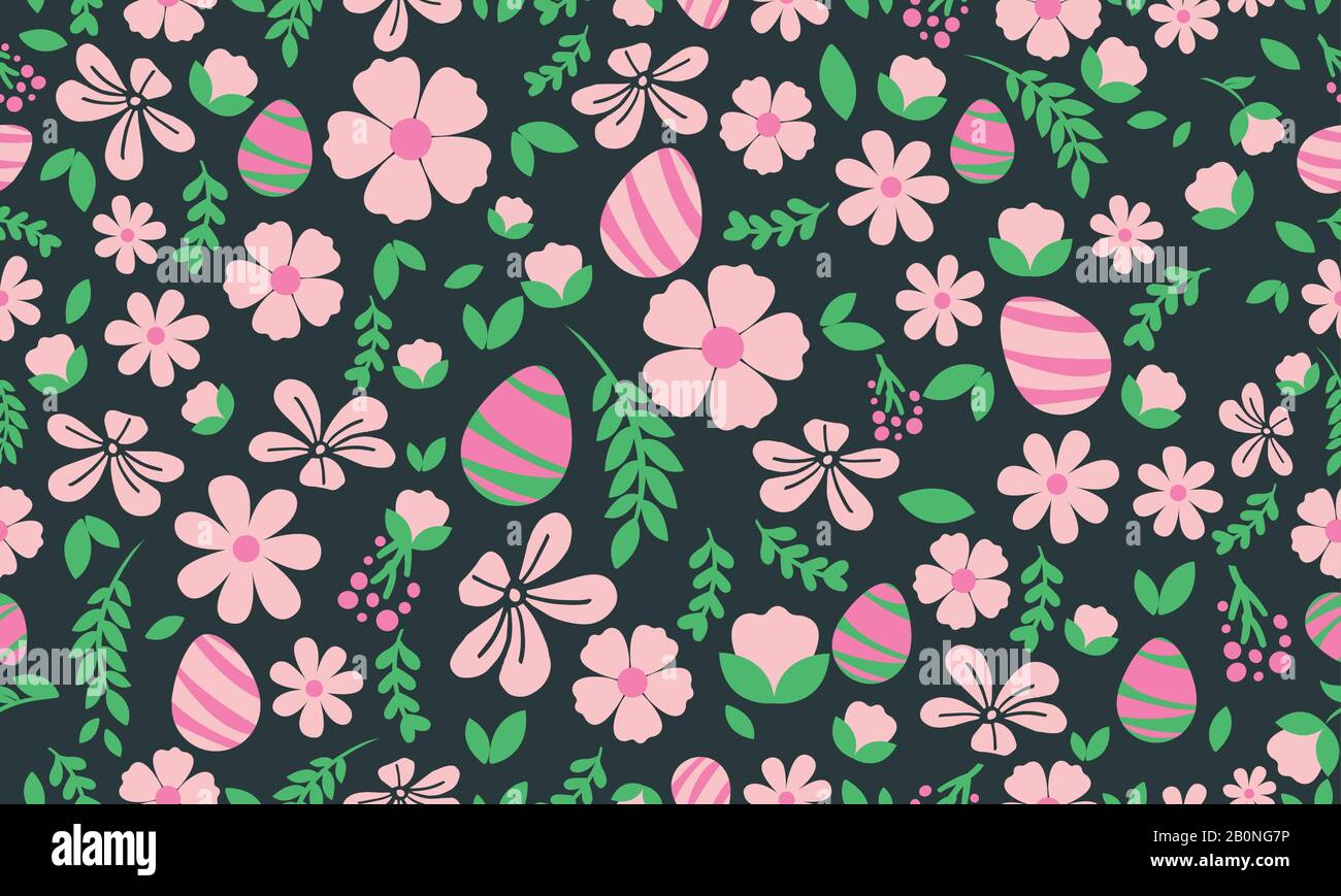 Pattern background Easter egg design, with leaf and floral concept ...