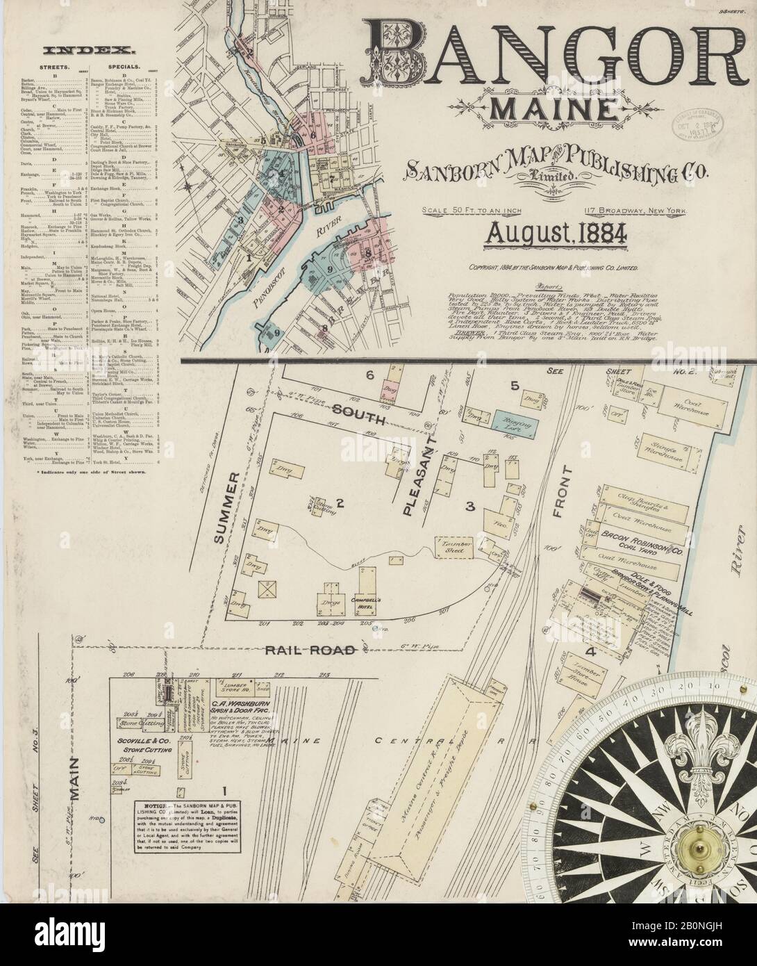 Vintage map of bangor maine hi-res stock photography and images - Alamy