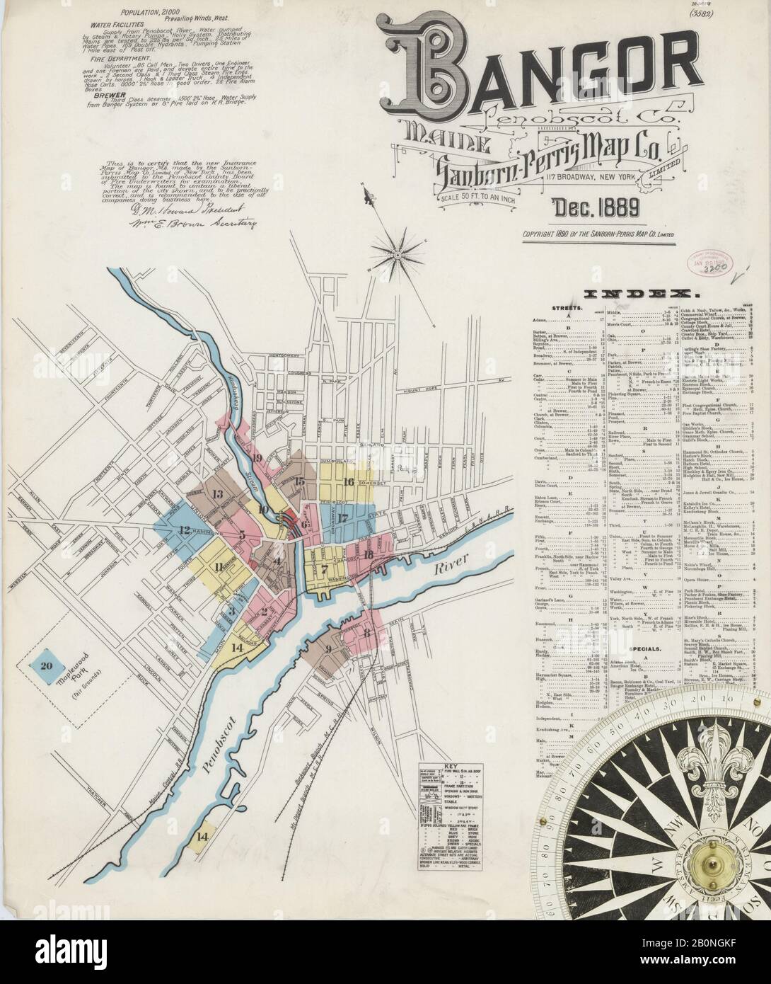 Vintage map of bangor maine hi-res stock photography and images - Alamy