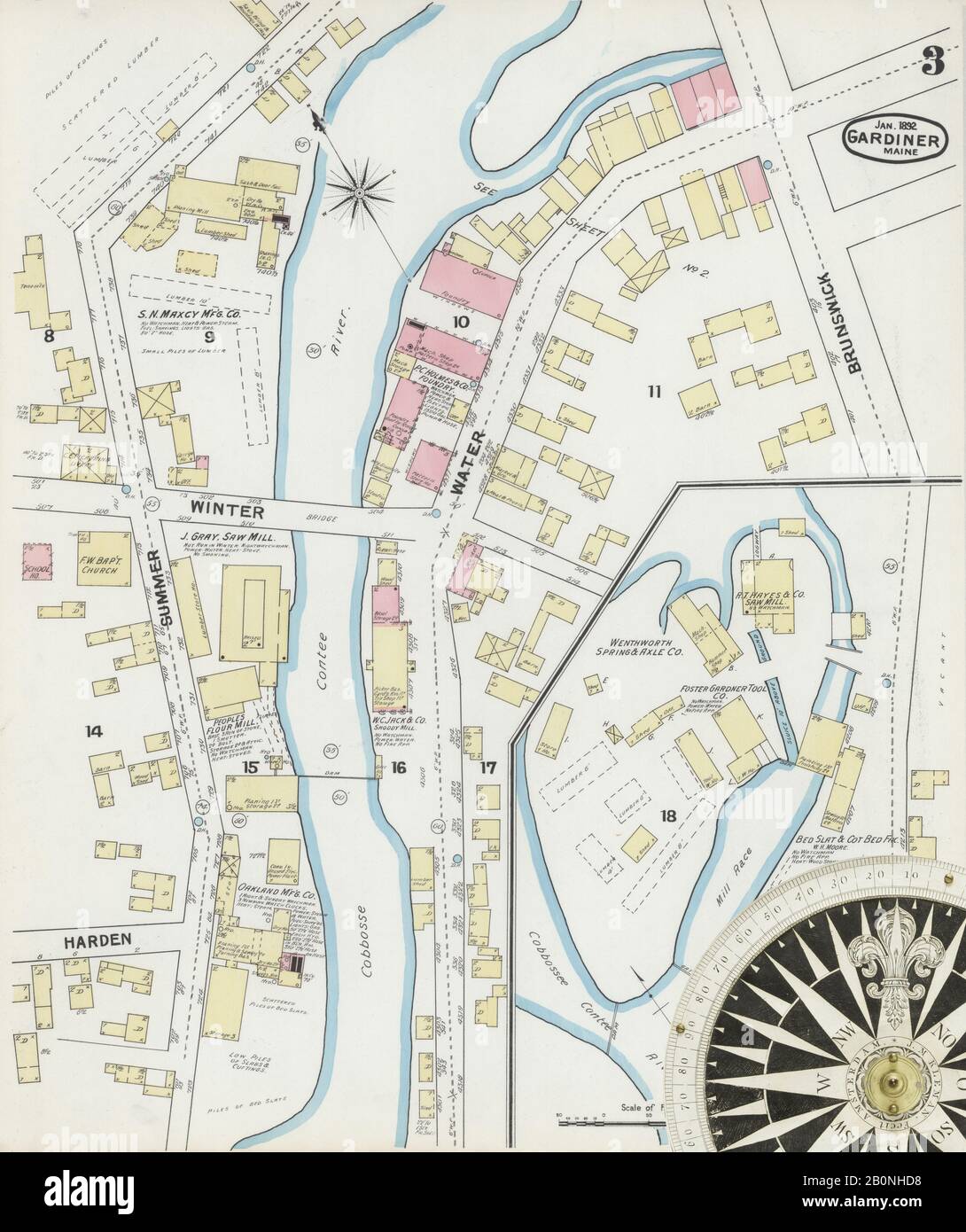 Gardiner maine map hi-res stock photography and images - Alamy