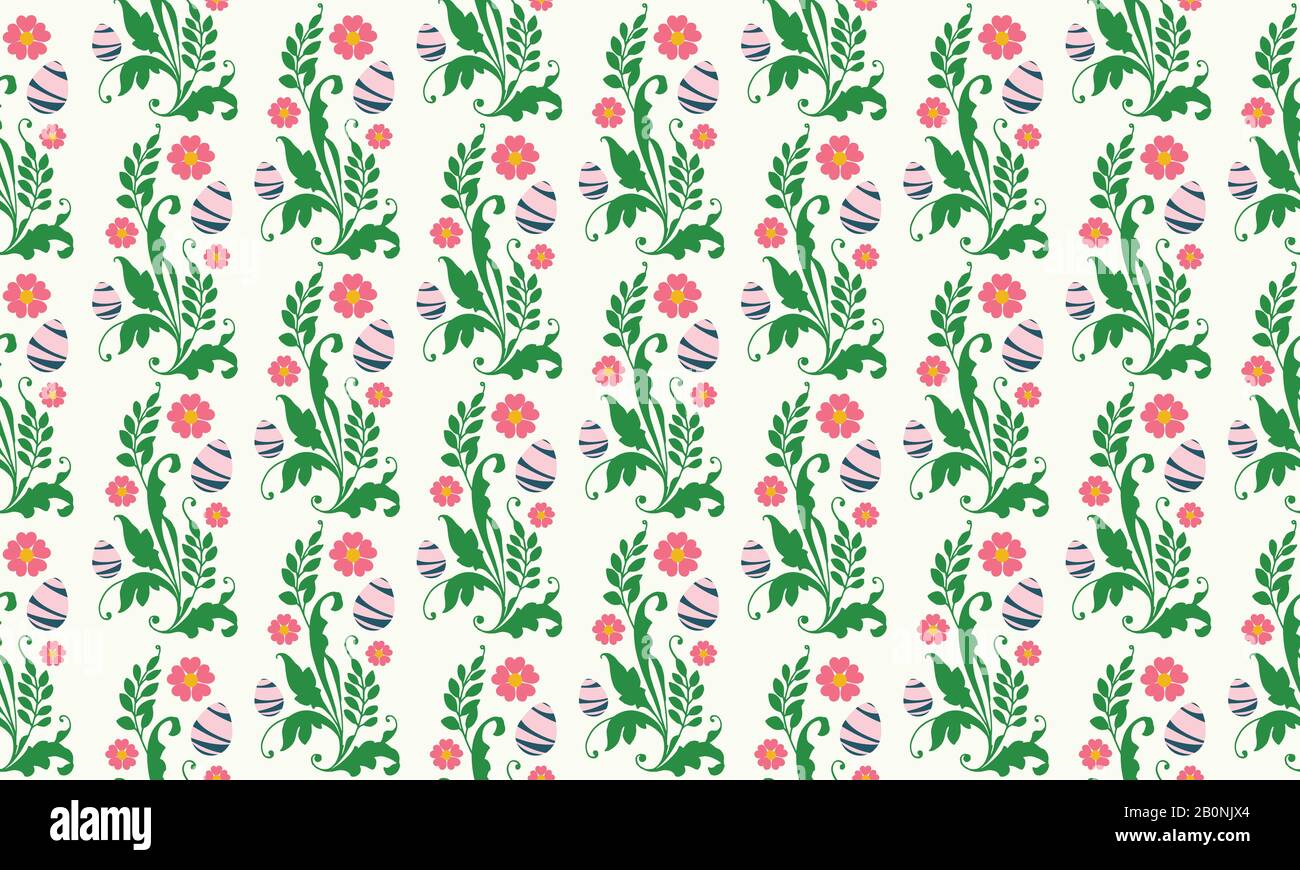 Pattern background for Easter, with beautiful flower and leaf design ...
