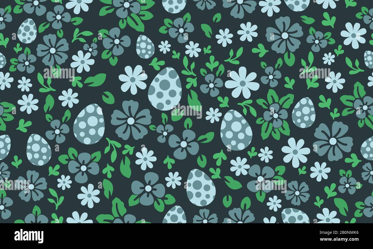 Seamless Easter egg pattern background, with leaf and floral cute ...