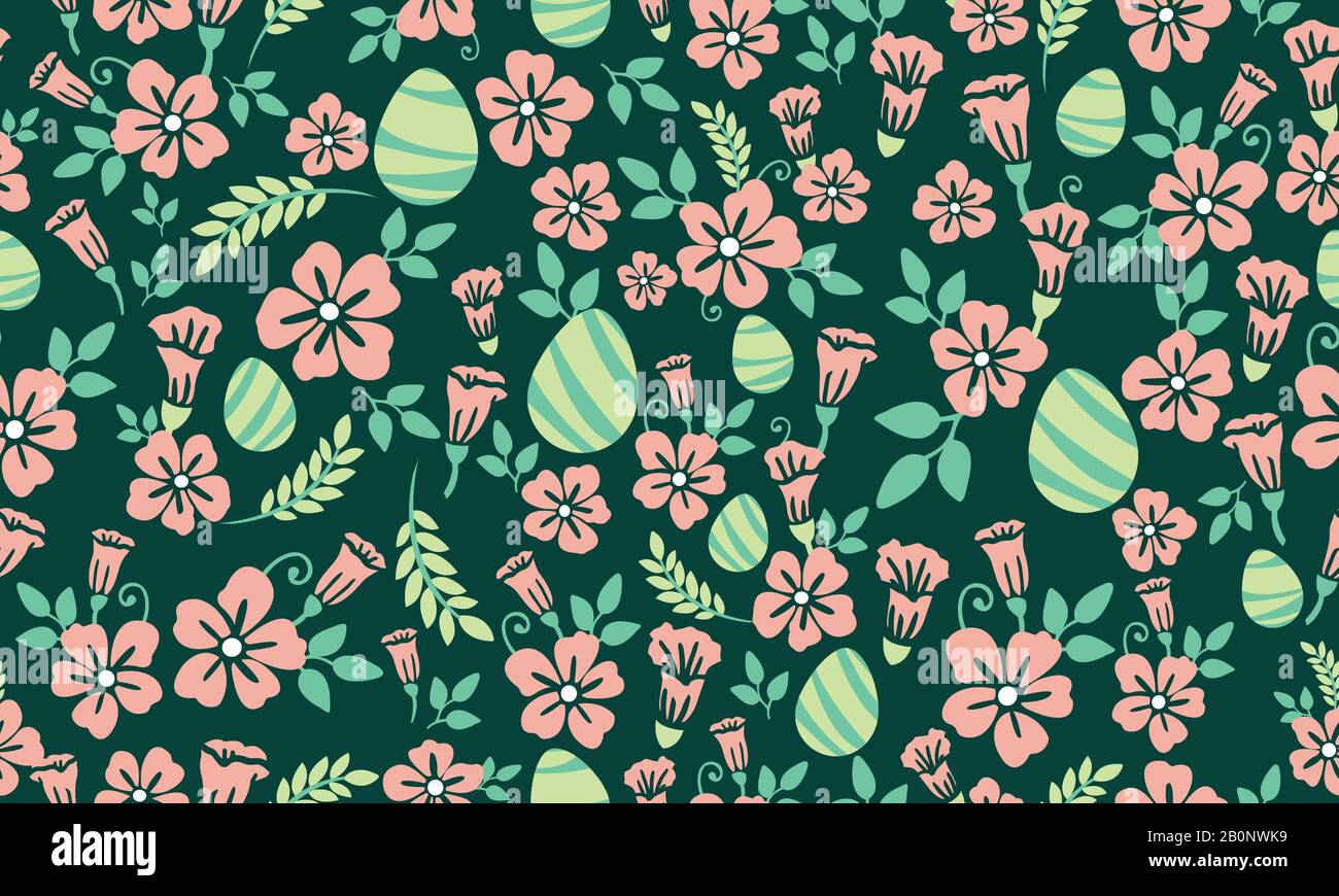 Seamless of leaf and floral pattern background design for Easter, with ...