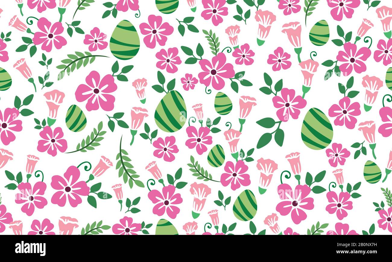 Seamless of leaf and floral pattern background design for Easter, with ...