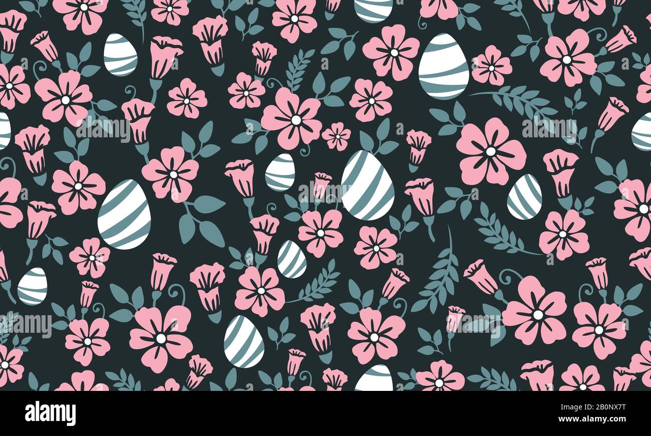 Seamless of leaf and floral pattern background design for Easter, with ...