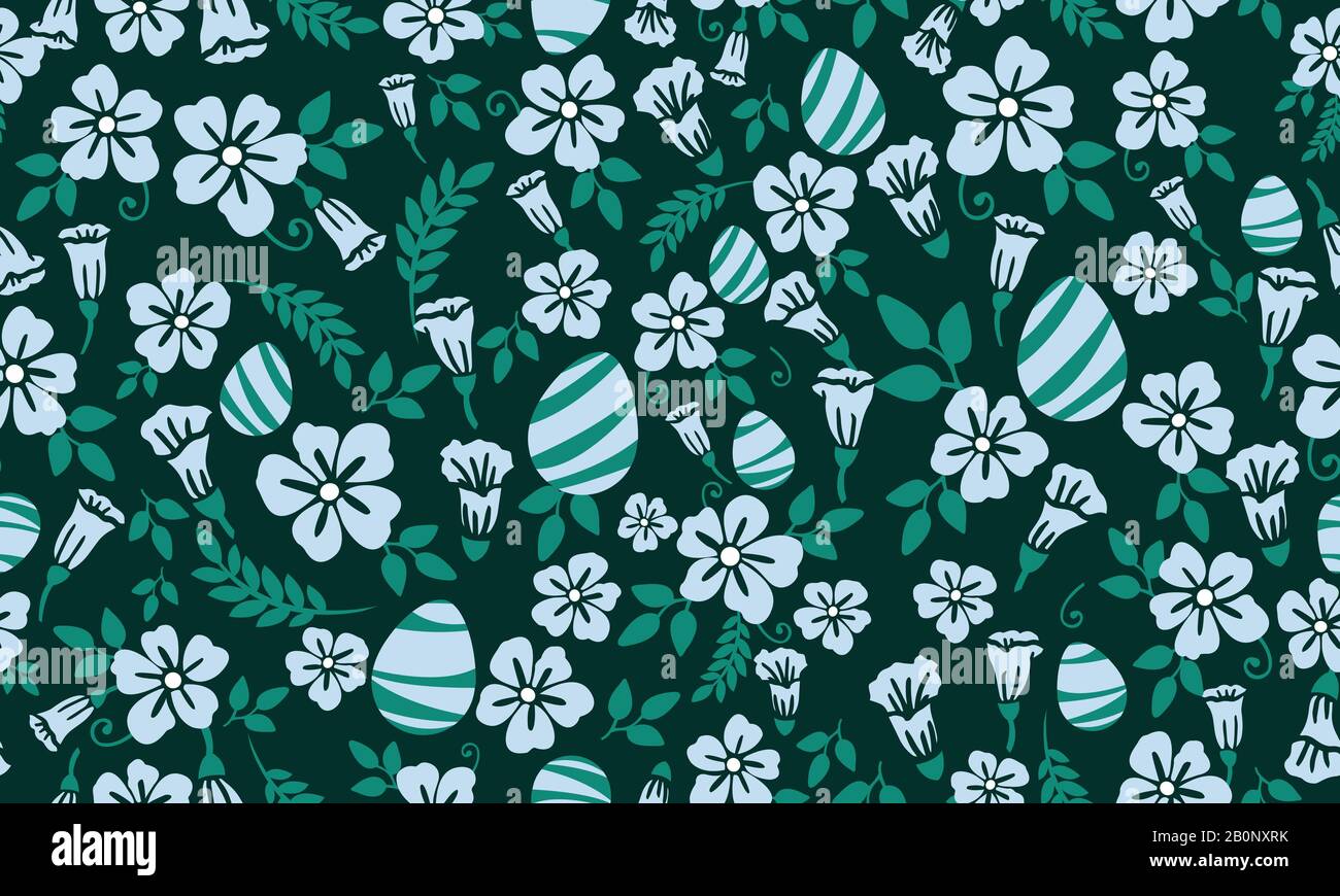 Modern Easter egg pattern background, with leaf and floral decor Stock ...