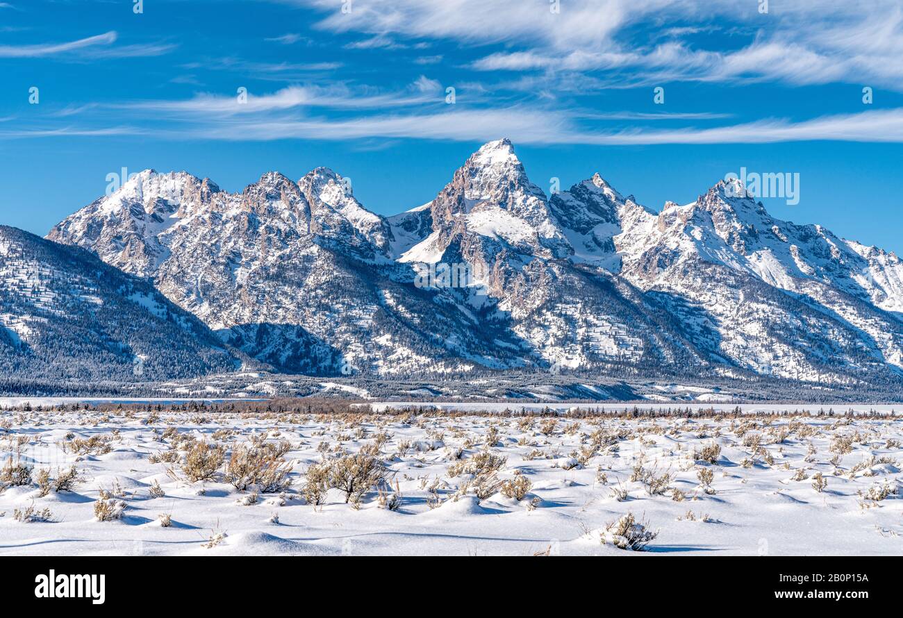 Winter in the Teton Mountain Range Stock Photo - Alamy