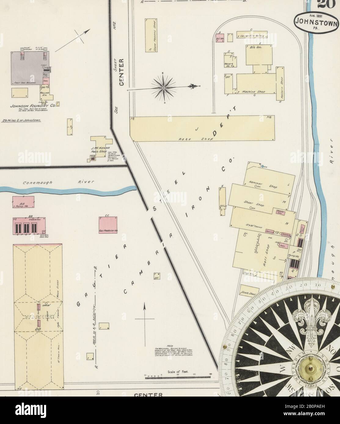 Historic Street Map Johnstown Pennsylvania