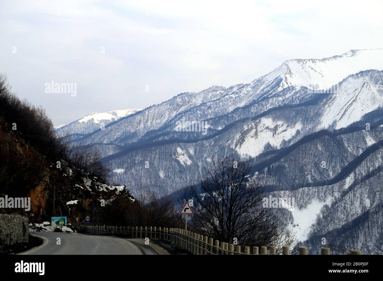 Magnificent views of the mountains in the snow Georgia winter Stock ...