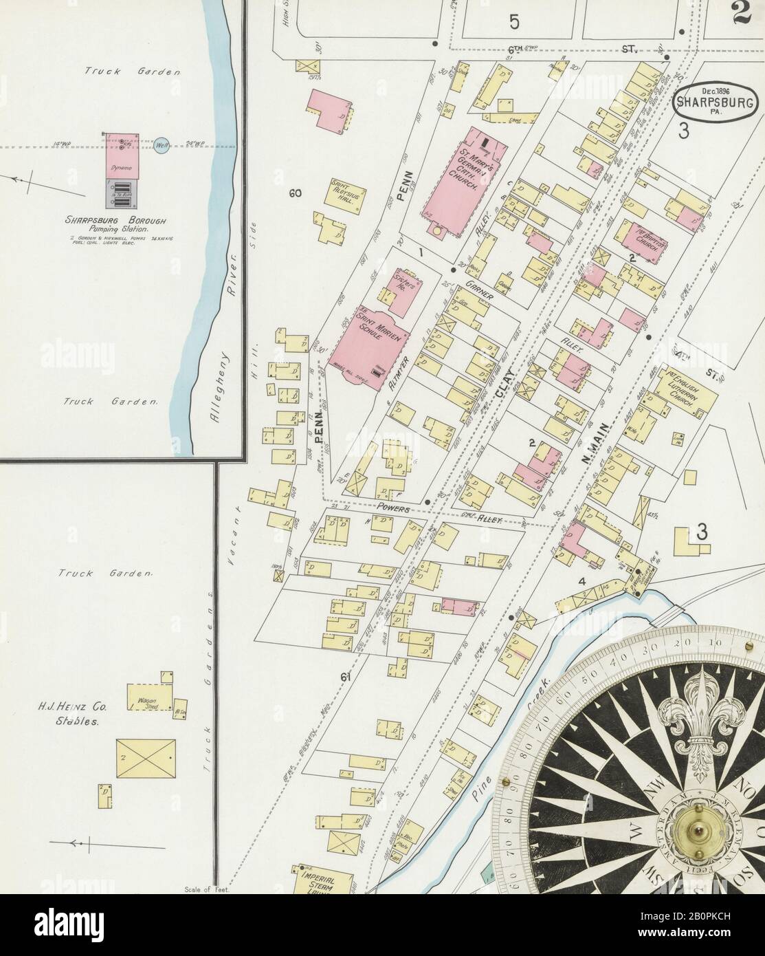 Vintage map of allegheny pennsylvania hi-res stock photography and ...