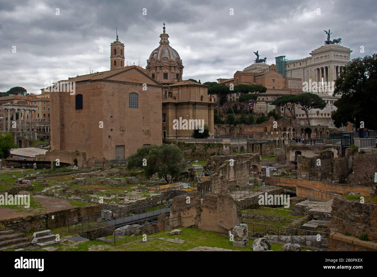 View of the historic Roman Forum from the Via Sacra, Rome, Italy Stock ...