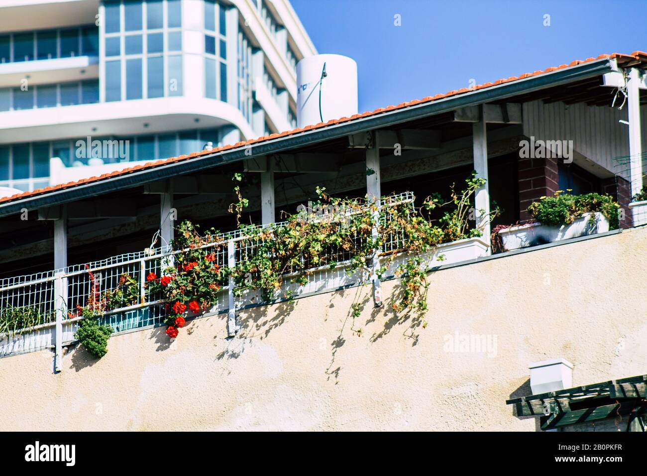 Tel Aviv Israel February 20, 2020 View of the facade of a modern ...