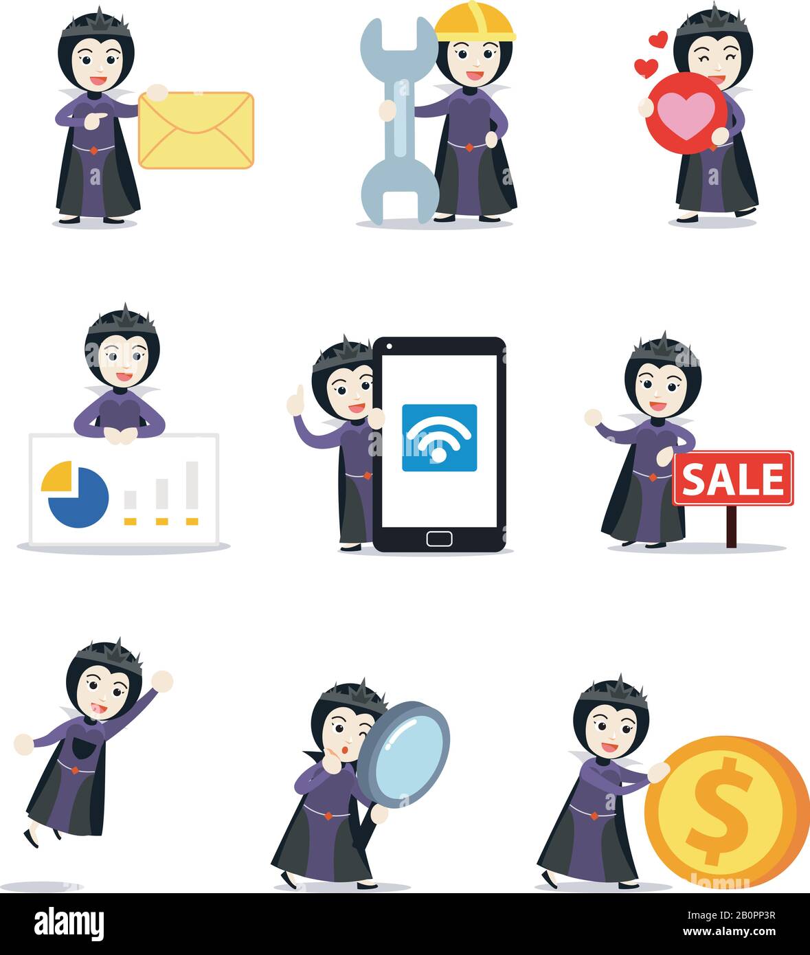 Set character of woman as evil queen with an angry expression Stock ...