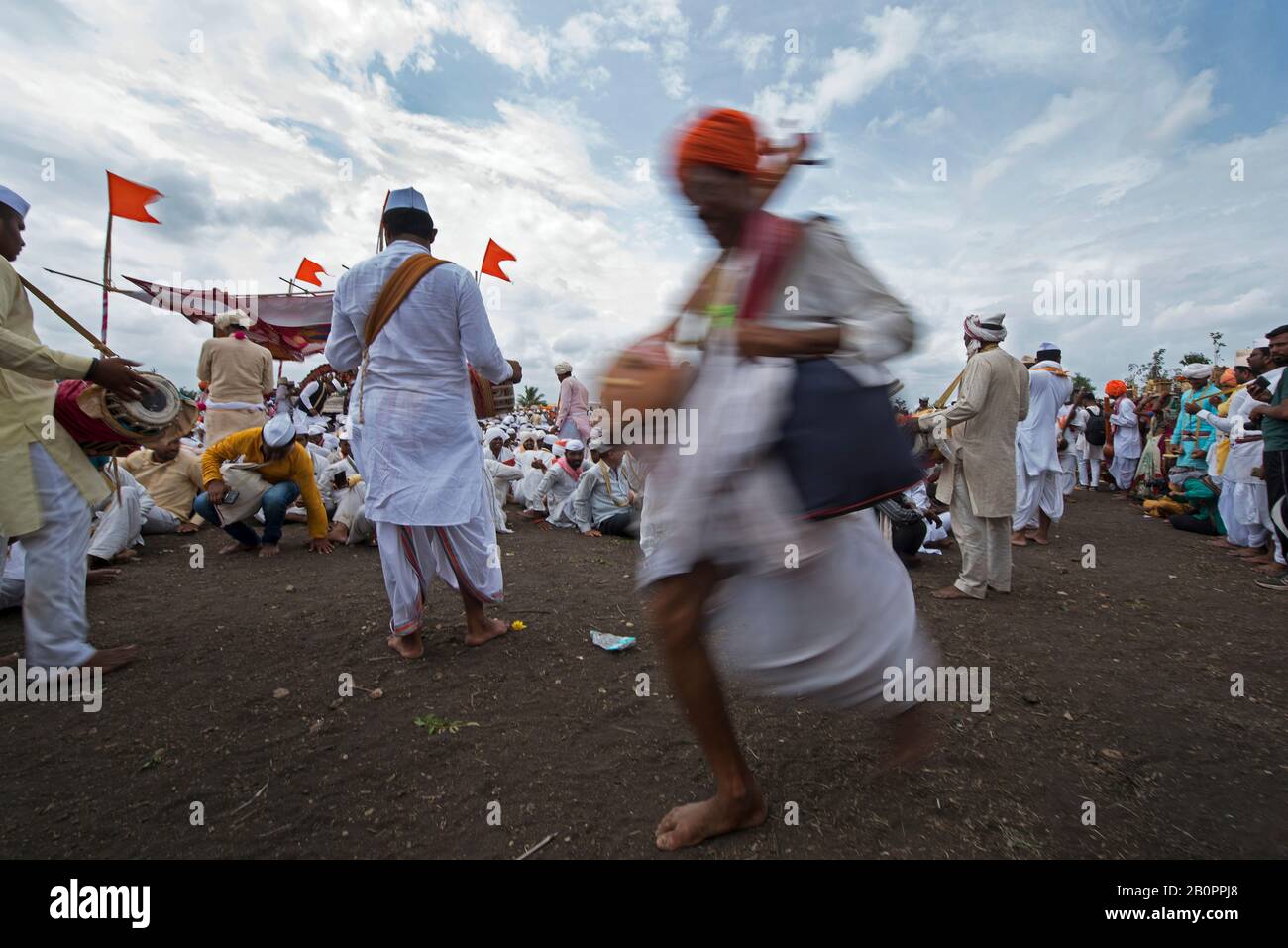The image of Warkari or Pilgrim performing Ringan near Pune ...