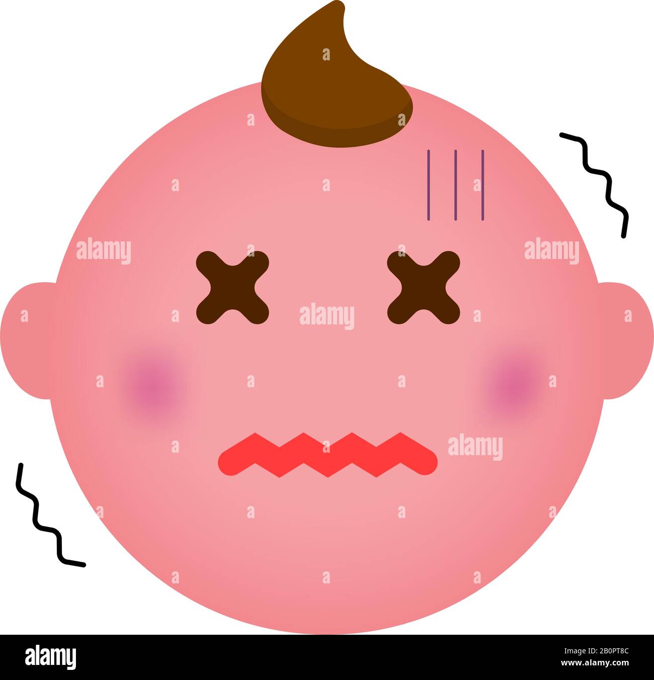Cartoon baby face emoticon vector illustration / sick, poor condition ...