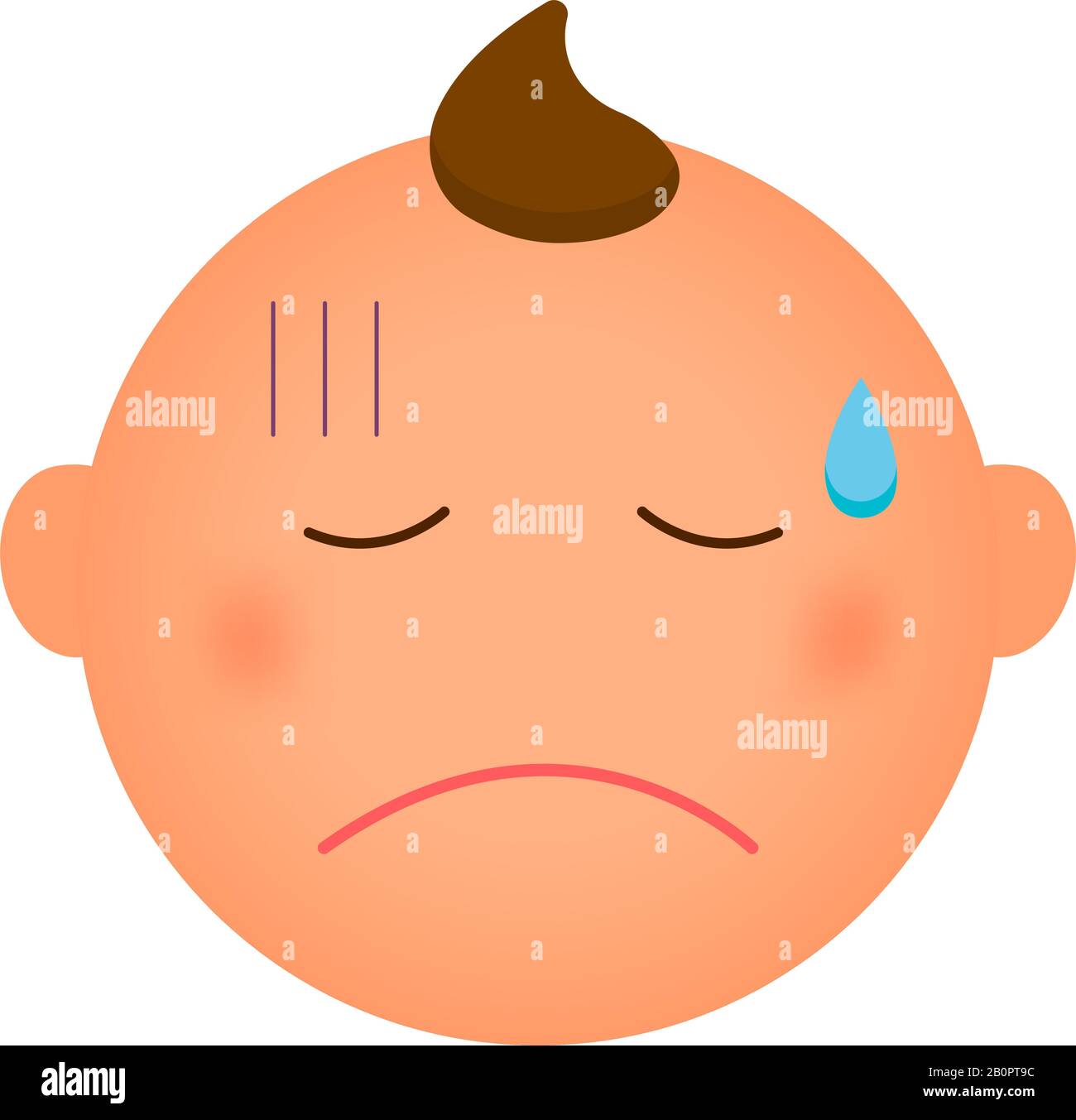 Cartoon baby face emoticon vector illustration / Disappointment Stock ...
