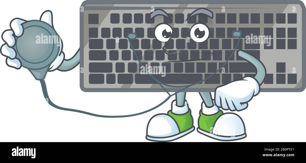 Black keyboard mascot icon design as a Doctor working costume with ...