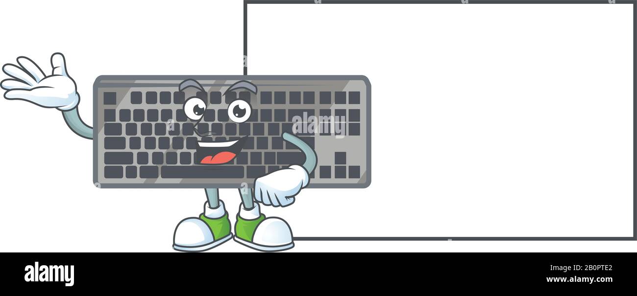 Cheerful black keyboard mascot style design with whiteboard Stock ...