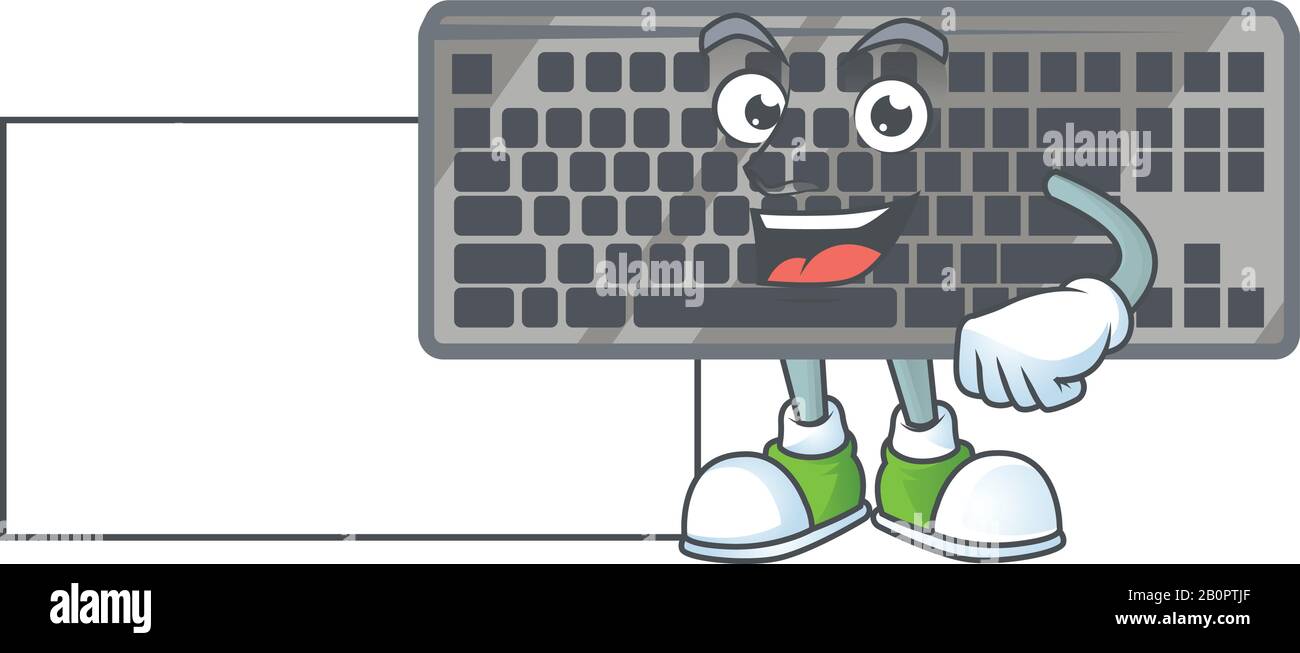 Cute funny black keyboard cartoon character having a board Stock Vector ...