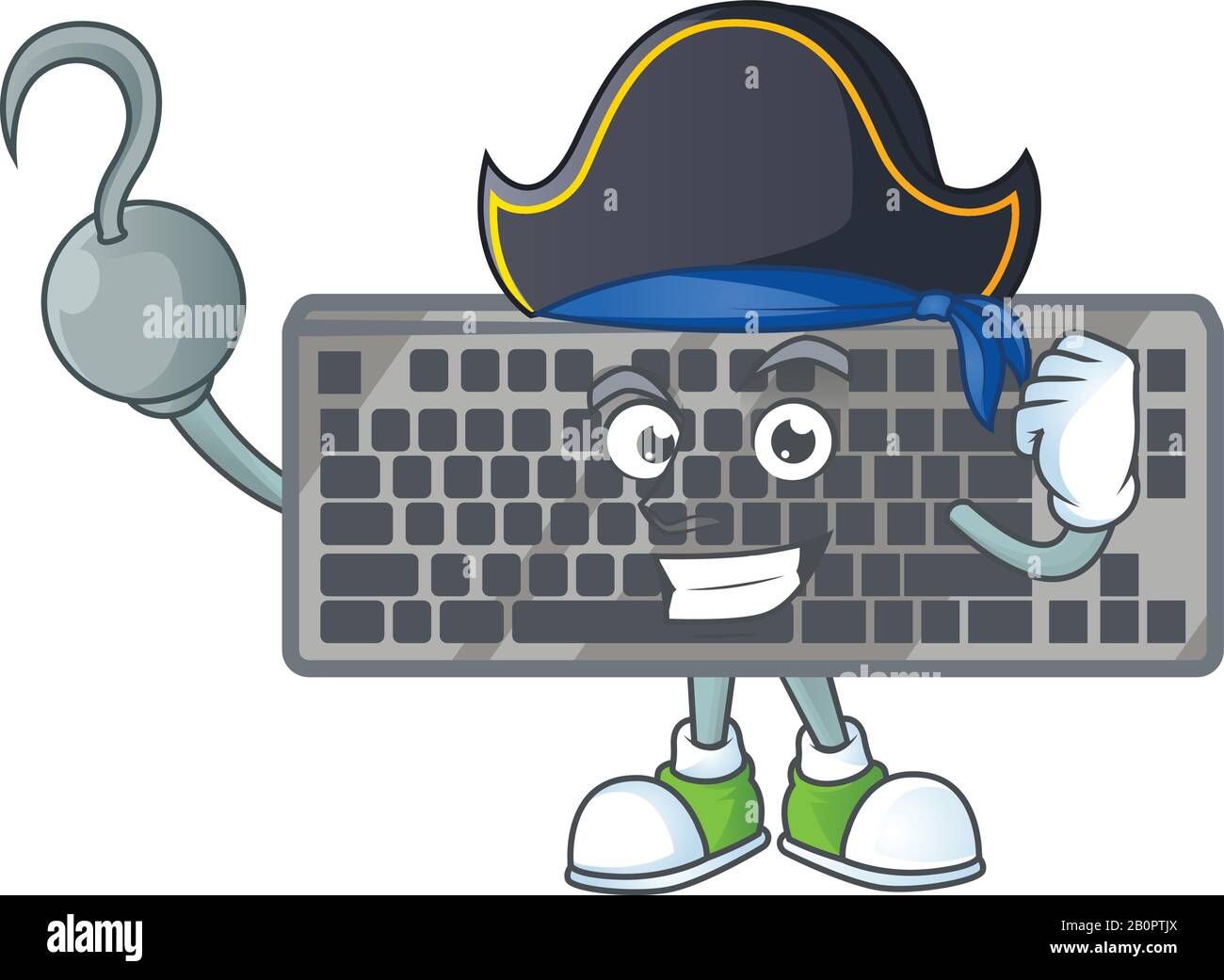 Calm one hand Pirate black keyboard mascot design wearing hat Stock ...