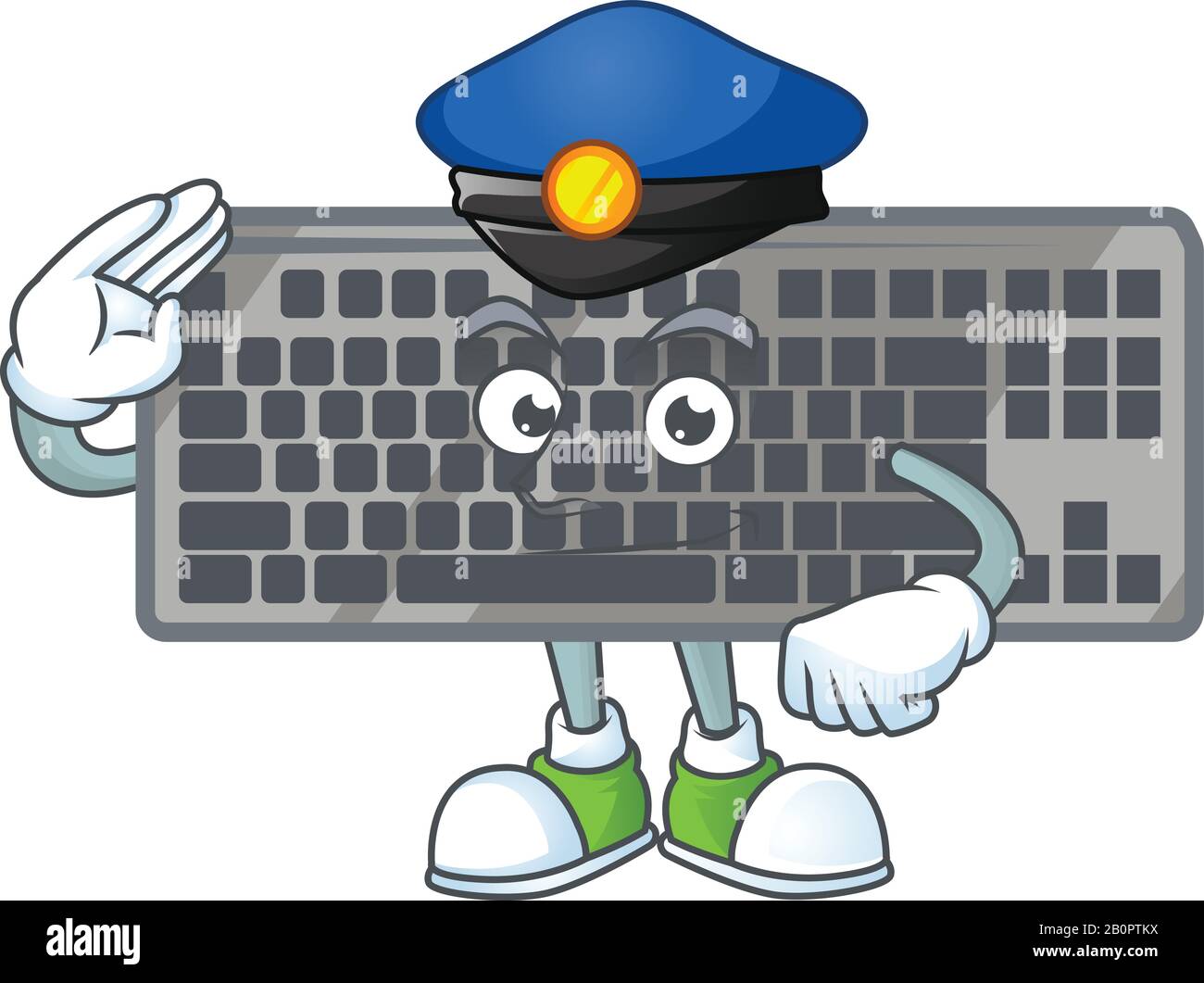 A character design of black keyboard working as a Police officer Stock ...
