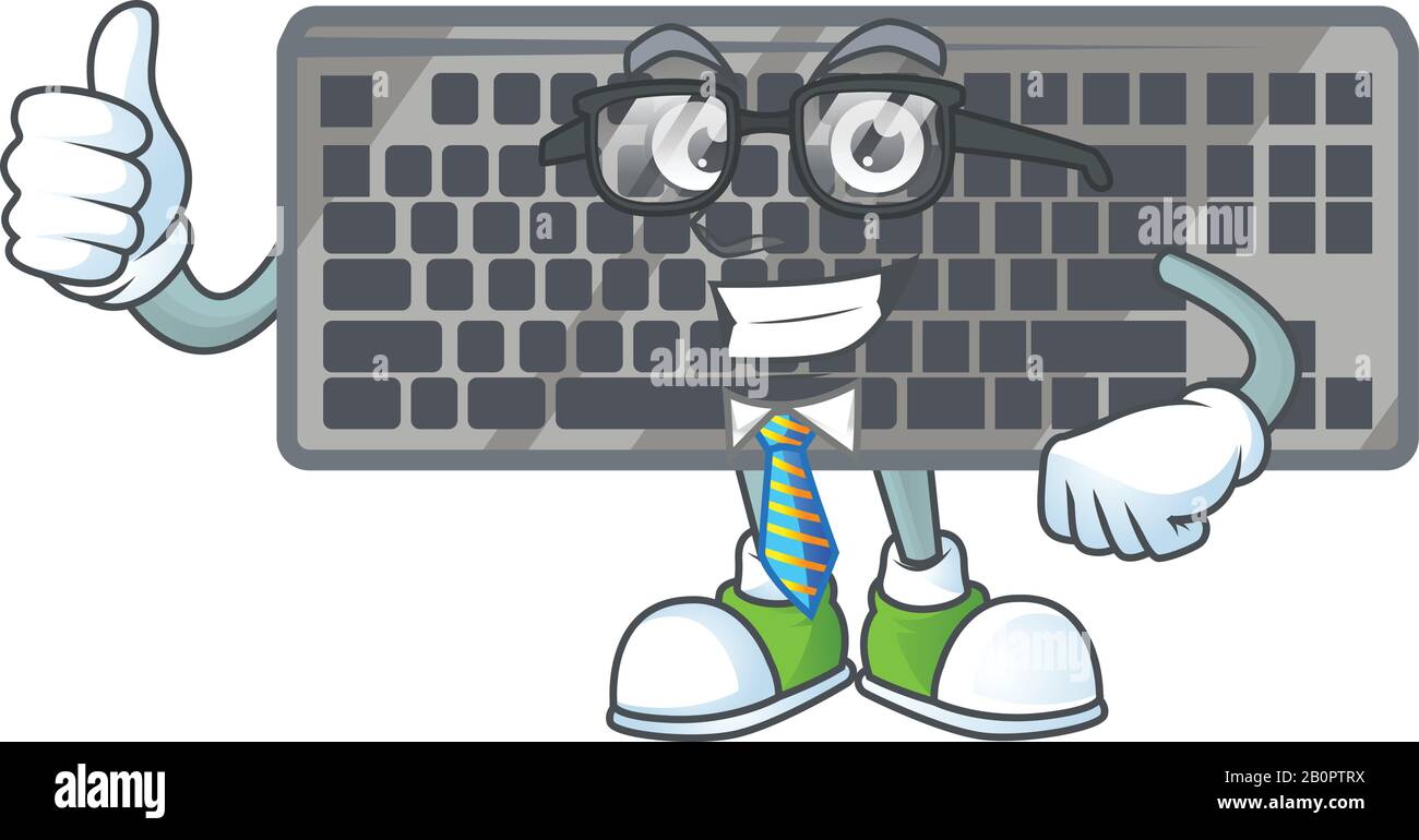 Black keyboard cartoon successful Businessman wearing glasses Stock ...