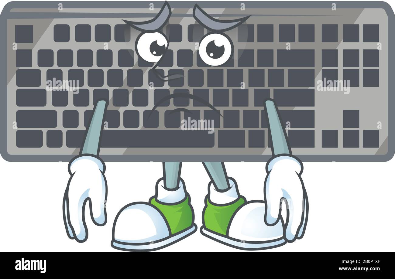Cartoon character of a black keyboard having an afraid face Stock ...