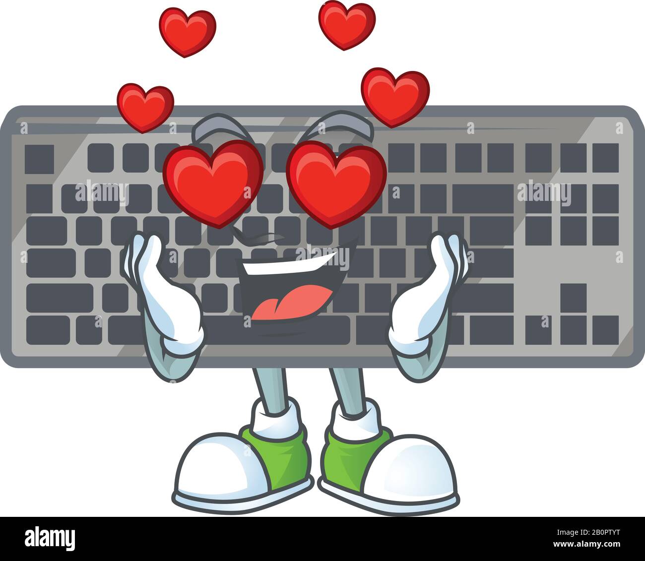 A romantic black keyboard cartoon mascot design style Stock Vector ...