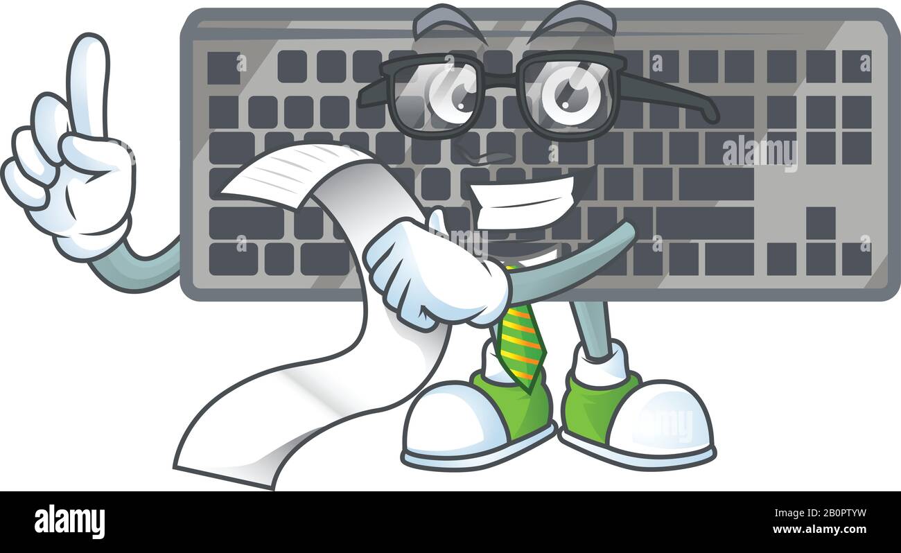 A funny face character of black keyboard holding a menu Stock Vector ...