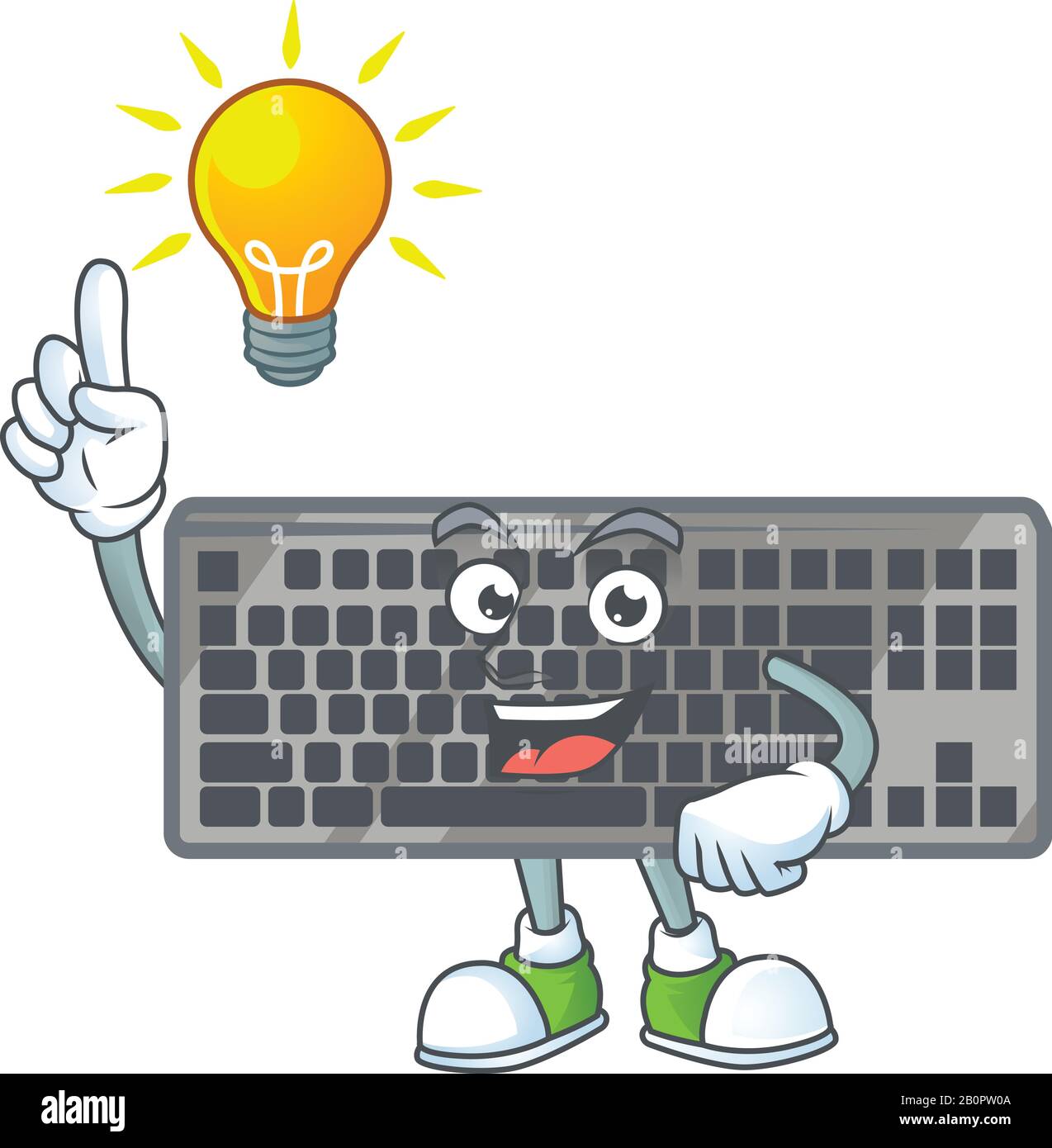 Smart black keyboard cartoon character has an idea Stock Vector Image ...