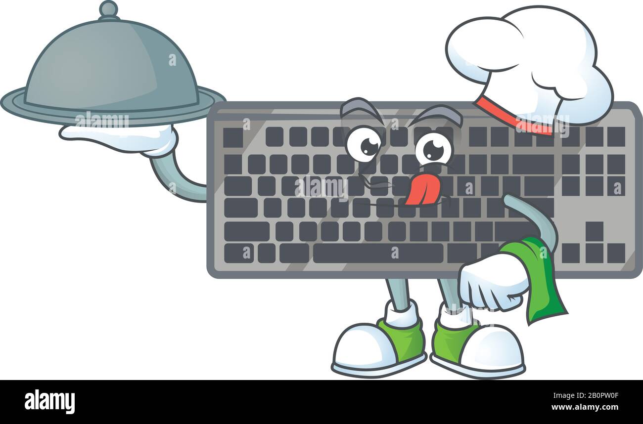 An icon of black keyboard as a Chef with food on tray ready to serve ...