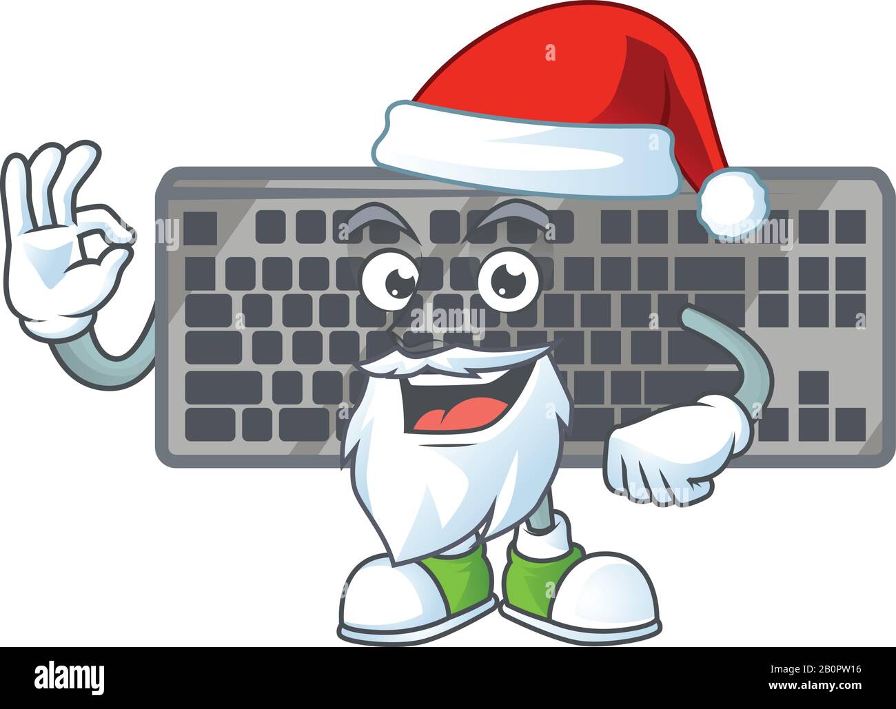 A lovely Santa black keyboard mascot picture style with ok finger Stock ...