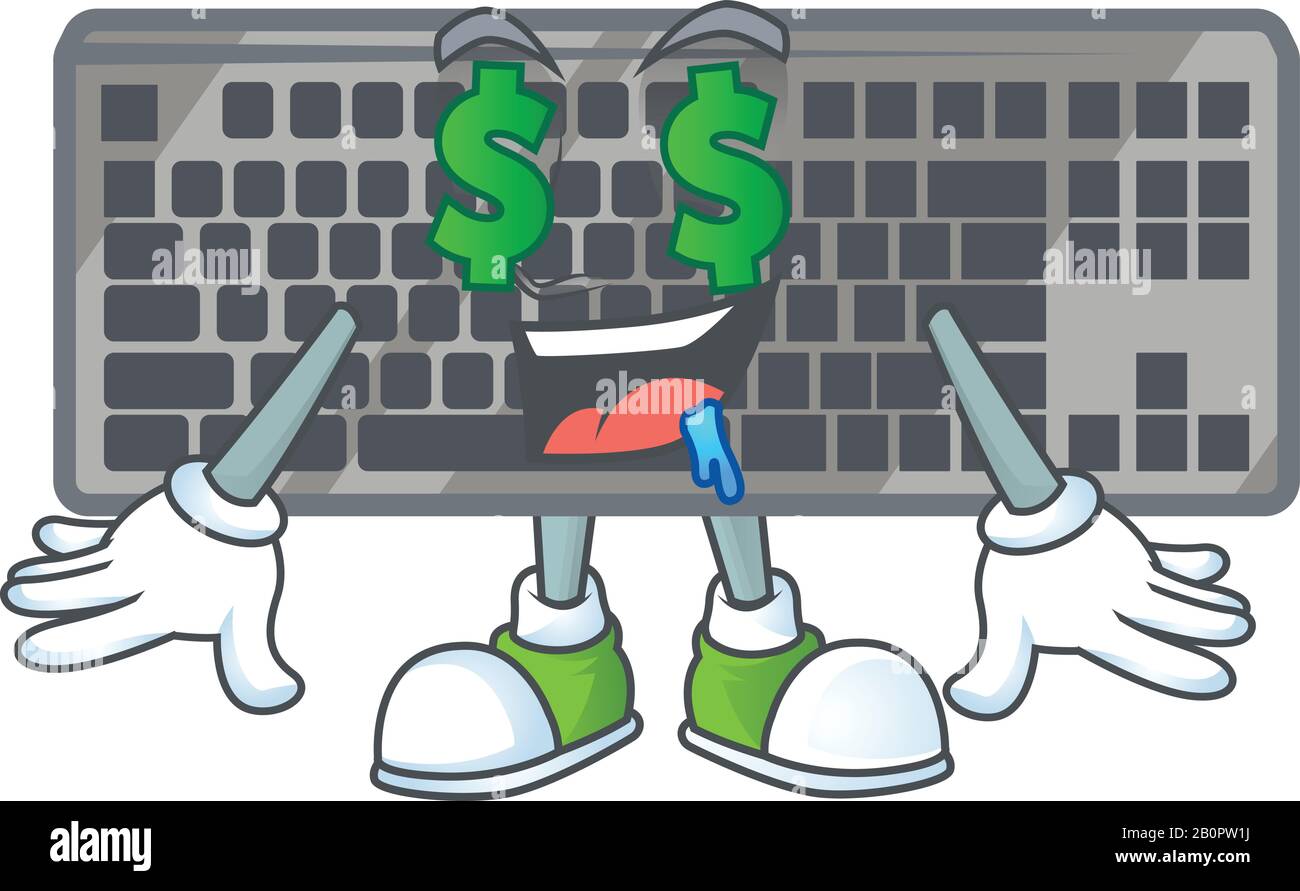 cartoon character style of black keyboard with Money eye Stock Vector ...