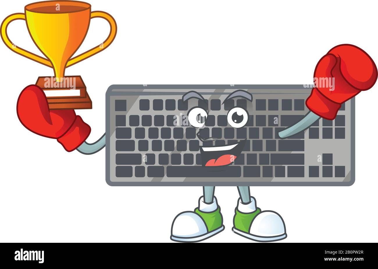 Super cool Boxing winner of black keyboard in mascot cartoon design ...