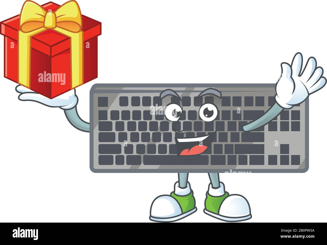 cartoon character of black keyboard with a box of gift Stock Vector ...