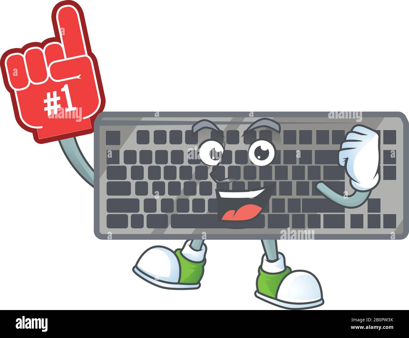 A cartoon design of black keyboard holding a Foam finger Stock Vector ...