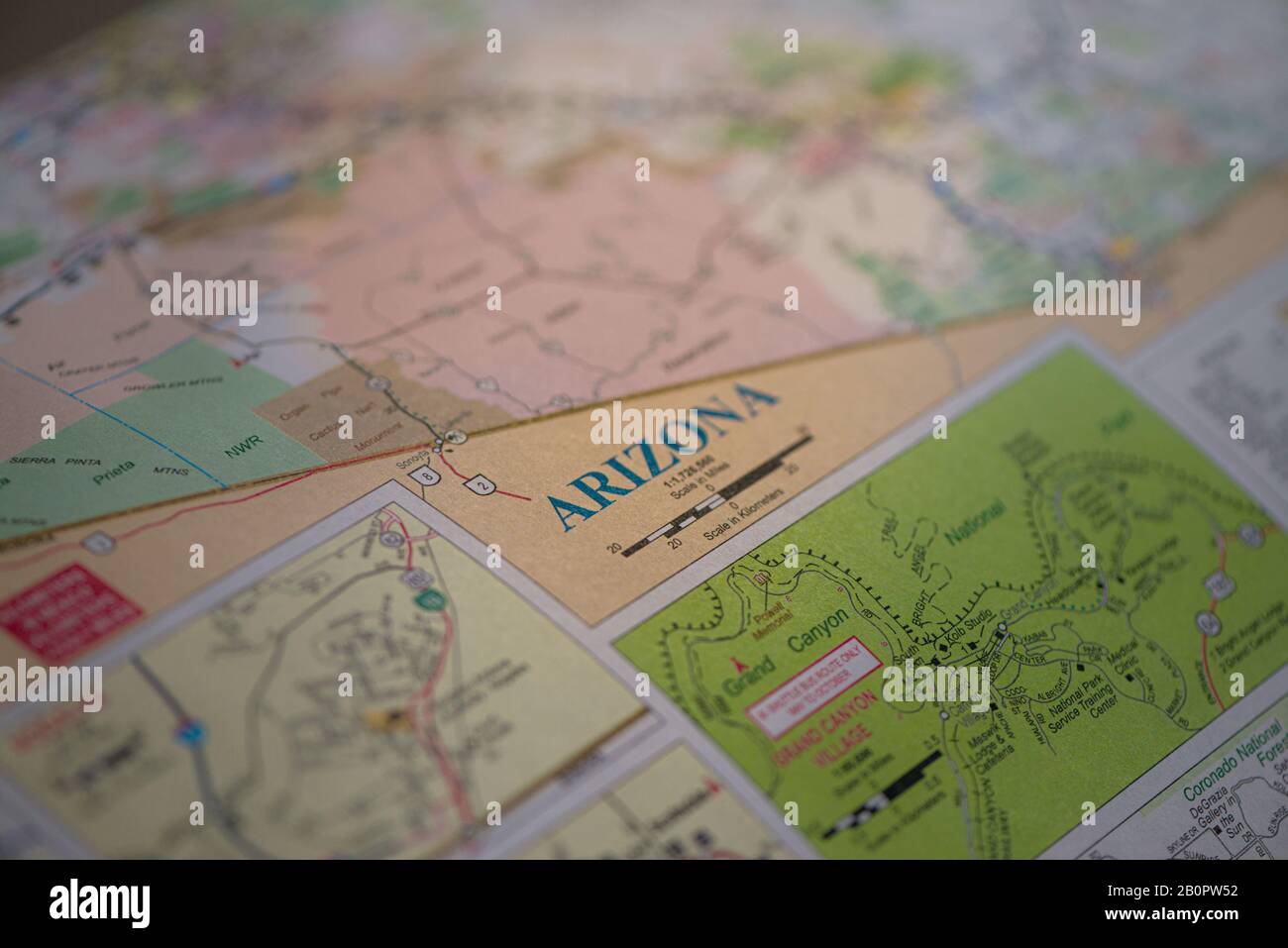 state name on a map book, arizona Stock Photo - Alamy