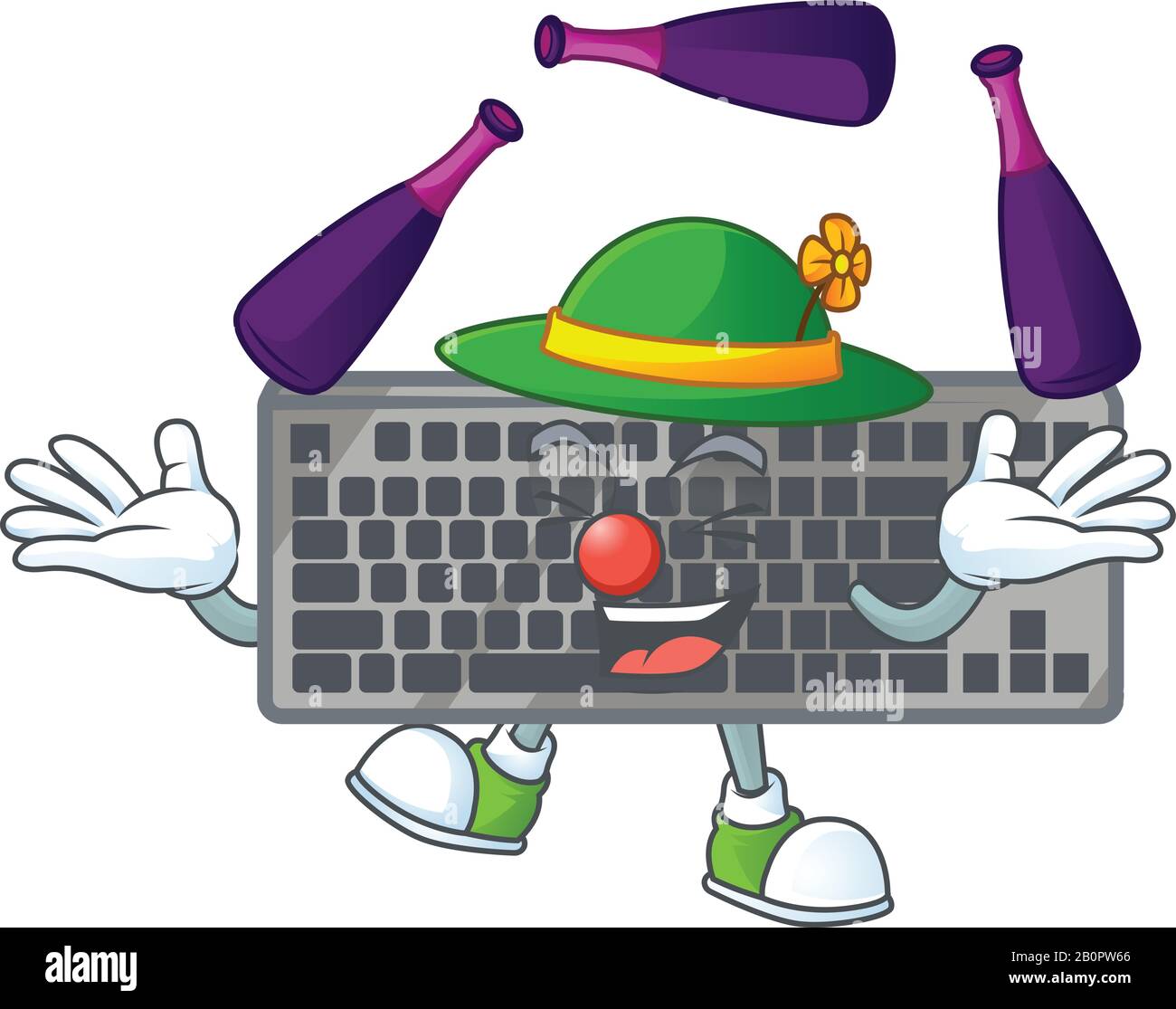 Smart black keyboard cartoon character style playing Juggling Stock ...