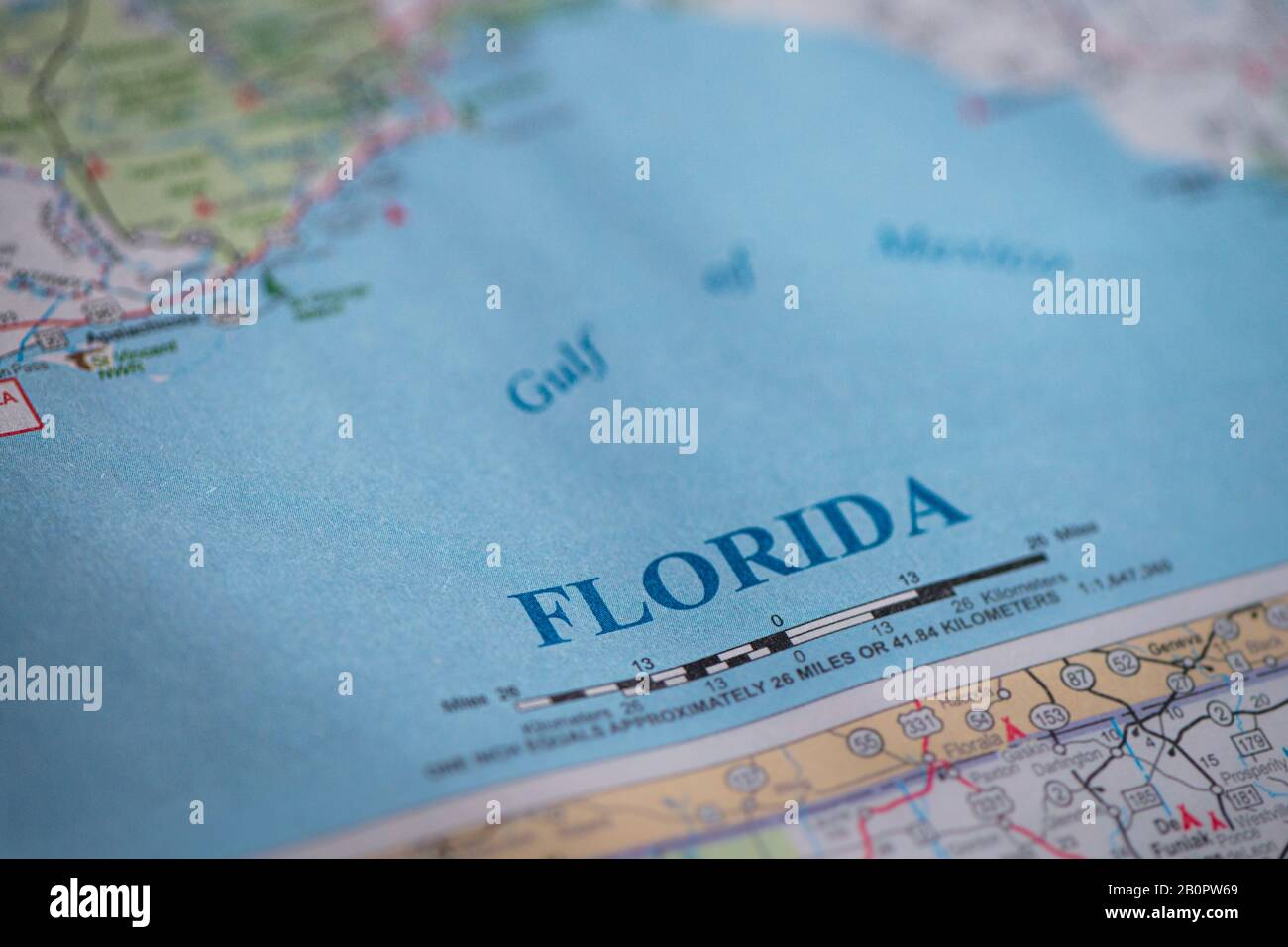 state name on a map book, florida Stock Photo - Alamy