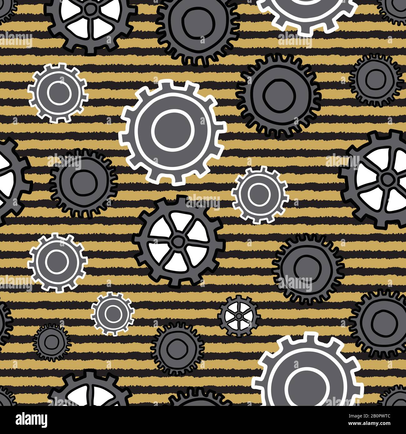 Modern Gears with stripes many sizes and styles of gears in blacks ...