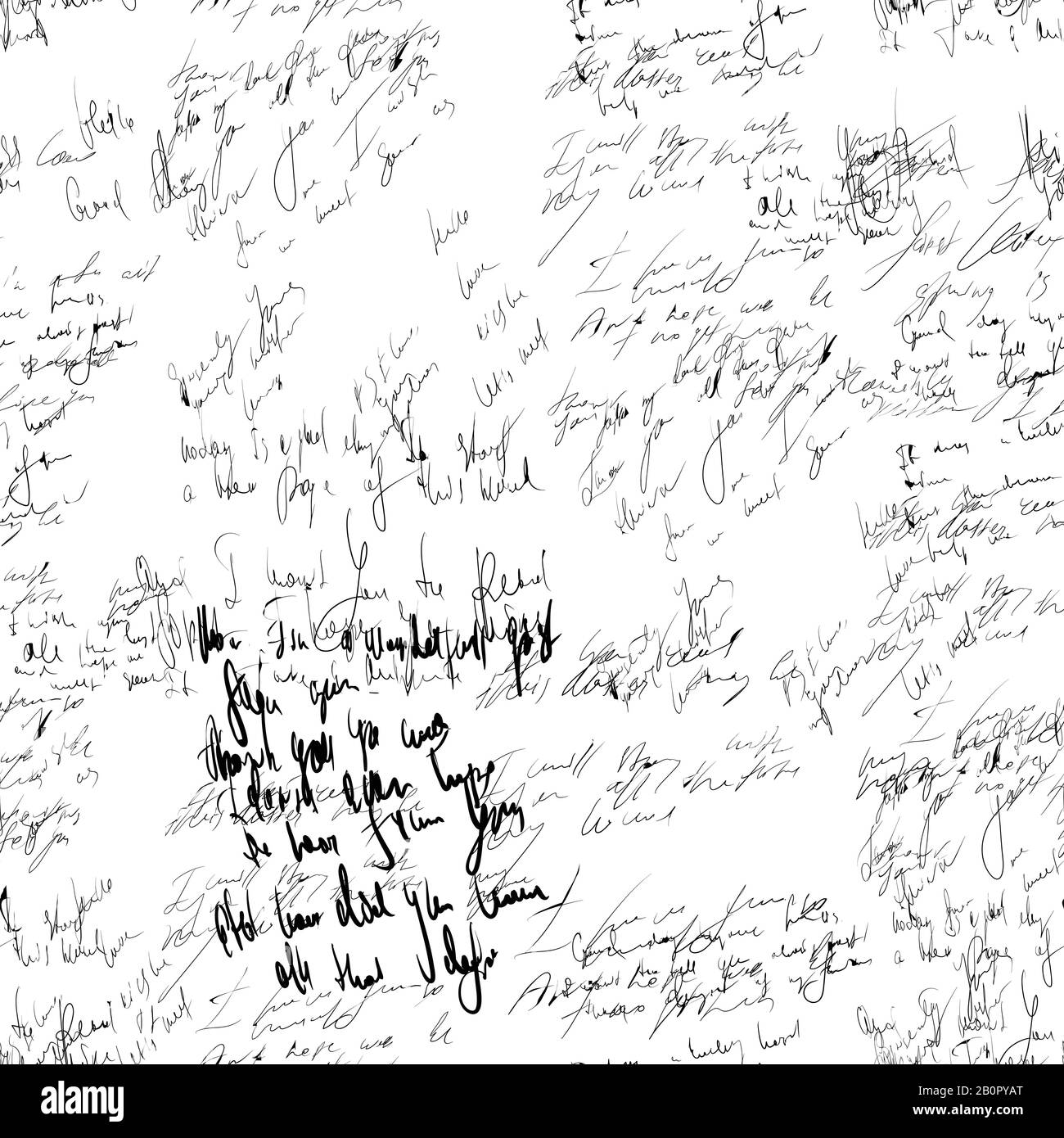 Seamless abstract text pattern. Handwritten font on a white background ...